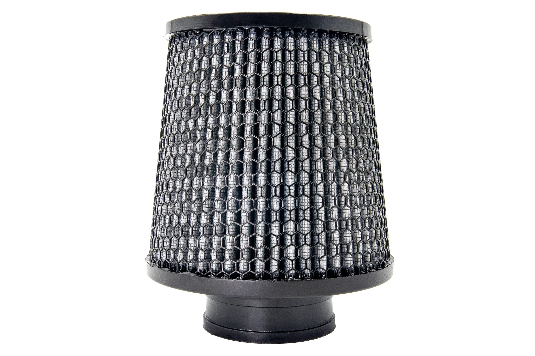 Black Hex Conical Filter 2.25" Inlet x 5" Dia. x 6.98" H. - Otr Filters